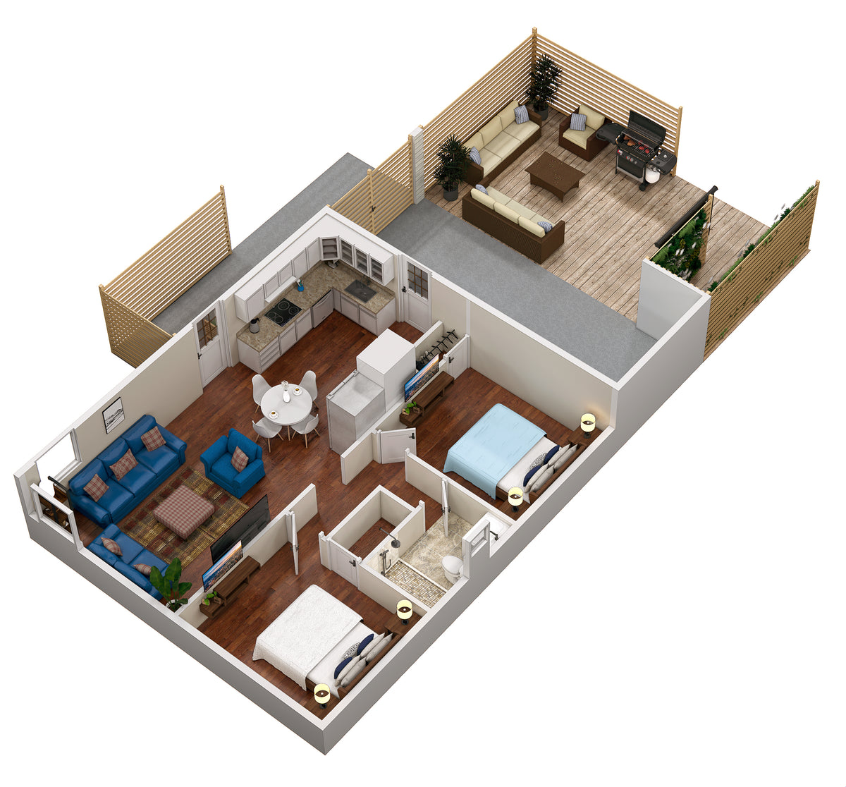 Apartment 3d rendering with furnishings – 3D My Rental